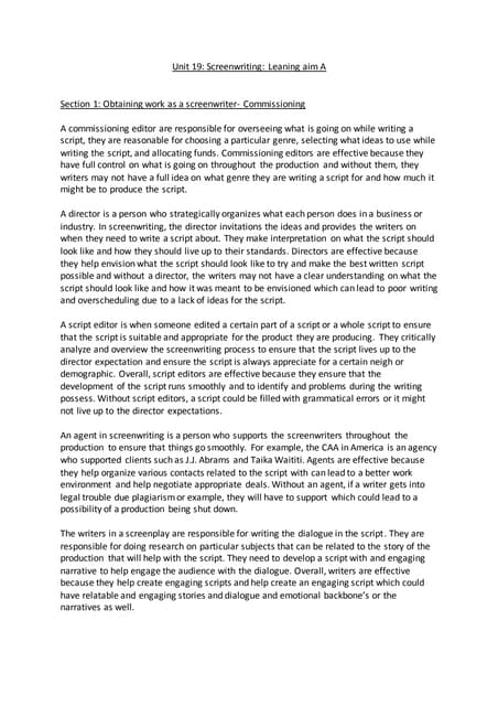 Script writing and the commissioning process | PPTX