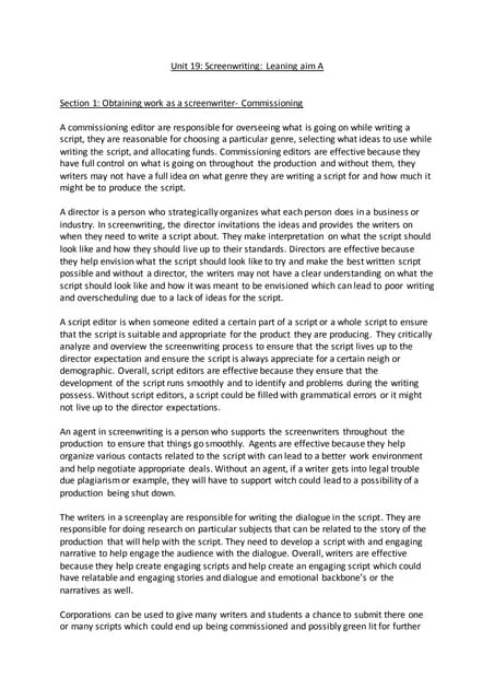 Script writing and the commissioning process | PPTX