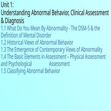 Abnormal psychology unit 1 introduction | PPTX