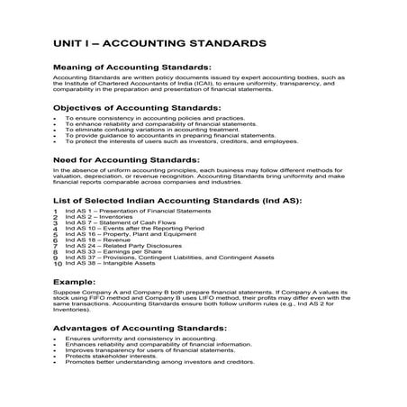 Unit1_Accounting_Standards financial accounting | PDF