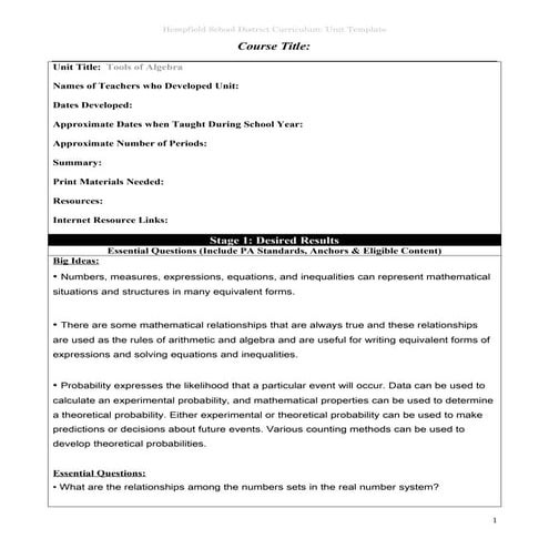 Unit1 algebra2 | PDF