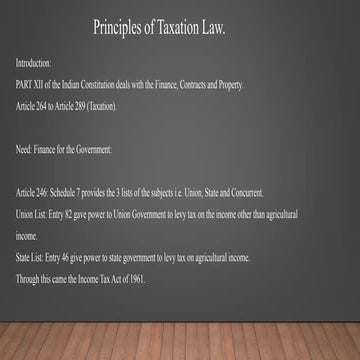 Basic Principles of Taxation Law and Provisions. | PPTX