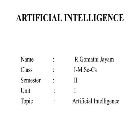 Unit 1 artificial intelligence | PPT