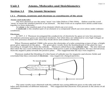 Unit 1 atoms | PDF