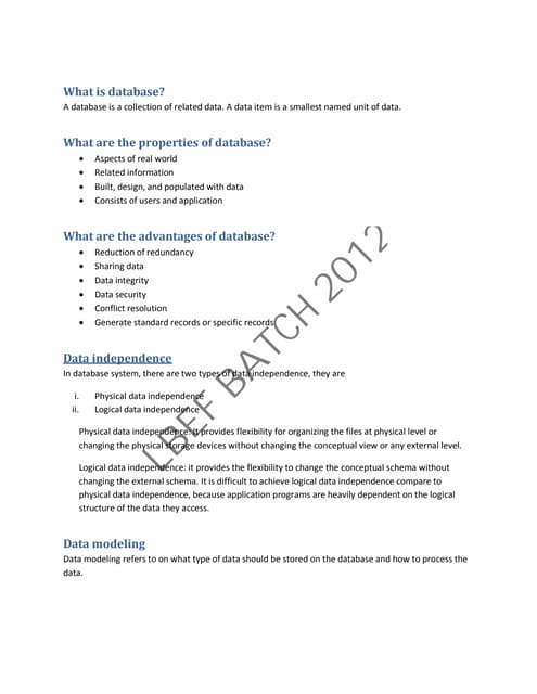Unit 1 basic concepts of DBMS | PDF Unit 1 basic concepts of DBMS | PDF