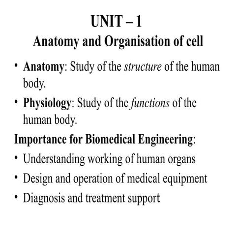 UNIT – 1 BM25C01 anatomy and human physiology notes | PPTX