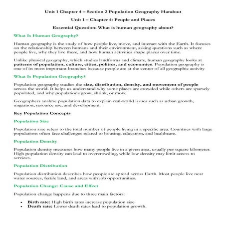 Unit 1 Human Geography Chapter 4.pdf grade 9 | PDF