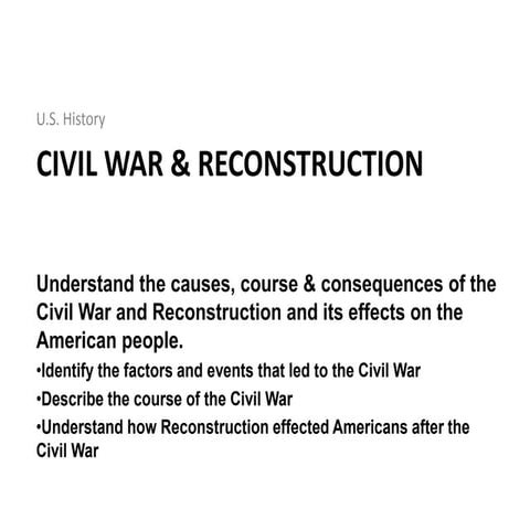 (Unit 1) Civil War and Reconstruction Review | PPTX