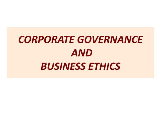 Issues in Corporate Governance | PPT