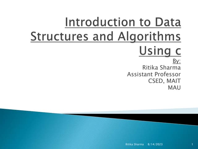 Unit 1 Data Structures Introduction L1pptx Databases Computer