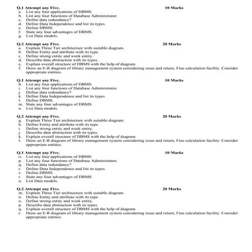 Unit 1 dbm questioN BANK 22139 | PDF