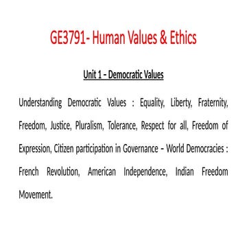 GE3791 - Human Values and Ethics | PPTX