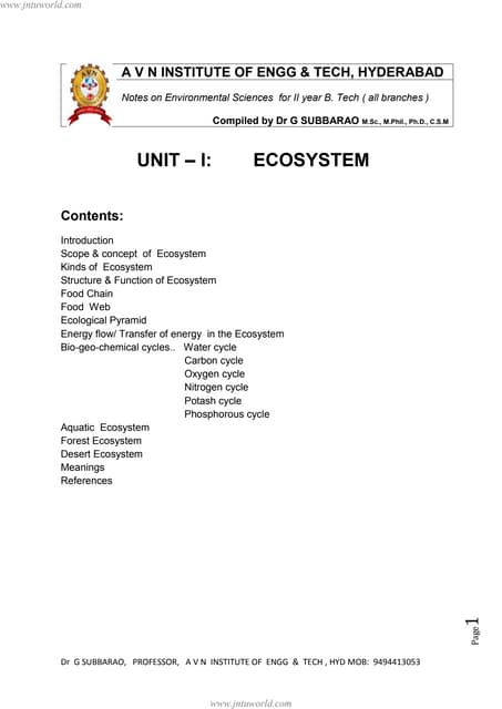 Ecosystem:Structure and Function | PPT