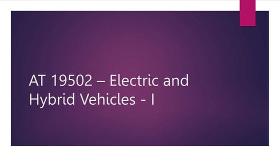 Presentation on Electric Vehicles | PPT
