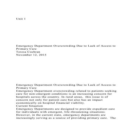 Unit 1Emergency Department Overcrowding Due to L.docx