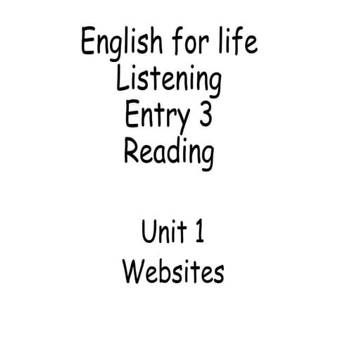 Unit 1 English for life Reading (Entry 3) Websites.pptx