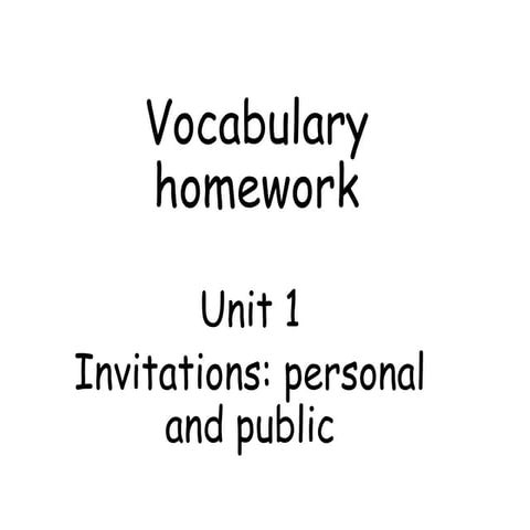 Unit 1 English for life Reading (Level 1) - Invitations (Vocabulary ...