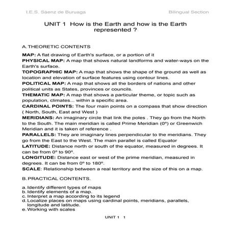 Unit 1 How is the Earth exercises | PDF