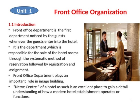 INTRODUCTION TO FRONT OFFICE | PPTX