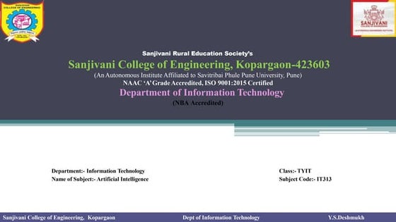 22PCOAM11 :Introduction to AI : Syllabus | PDF