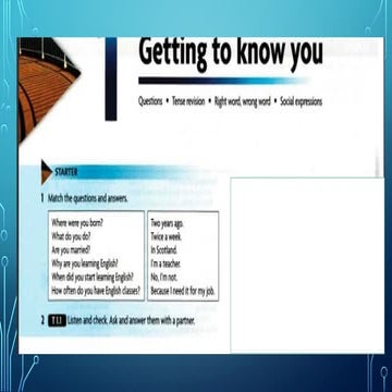 unit 1 Getting to know people. The objective of this lesson is that ...