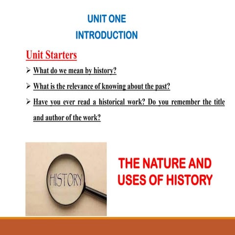 UNIT 1 HISTORY Common course, aau university | PDF