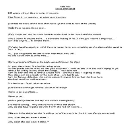 Unit 1 individual task voice over script film noir | DOCX