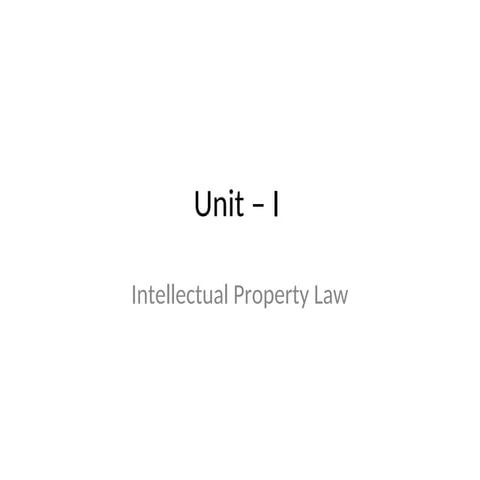 Intellectual Property Law Introduction for B Tech | PPT