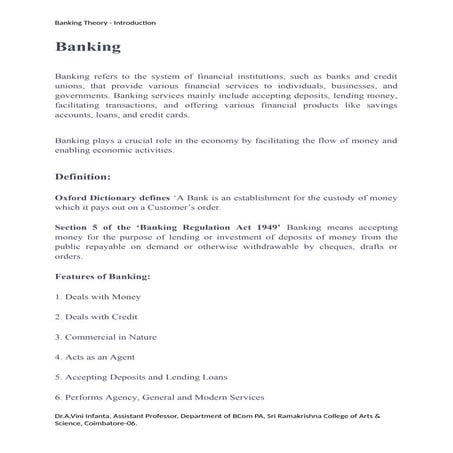 BANKING THEORY AND INTRODUCTION DOCUMENT. | DOCX | Business Banking ...