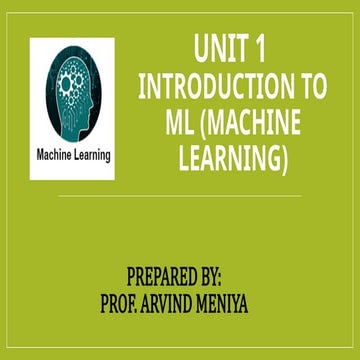 Unit 1 Introduction to Machine Learning Concept | PPTX