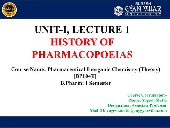 Indian Pharmacopoeia, BP, USP and Extra Pharmacopoeias | PPTX ...