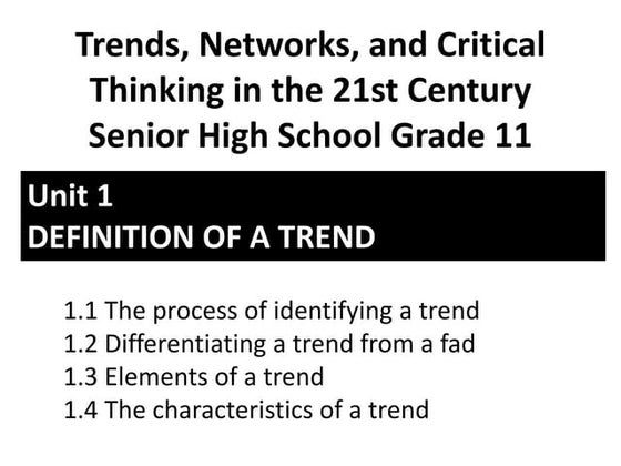 Grade 12 Module : TRENDS or FADS / TRENDSPOTTING (trends) | DOCX