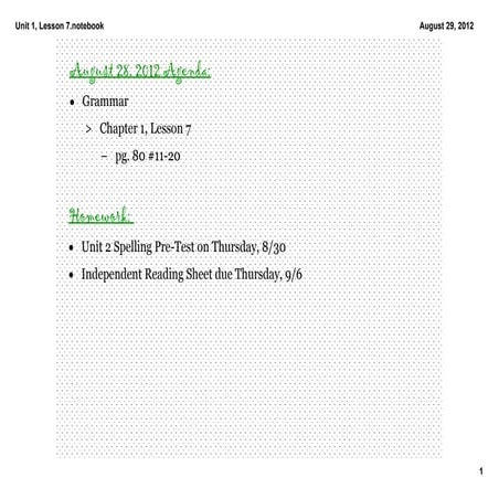 Unit 1, Lesson 7 | PDF | Homework and Study | Education