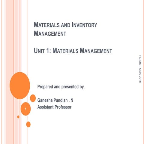 Unit 1 materials management | PPTX