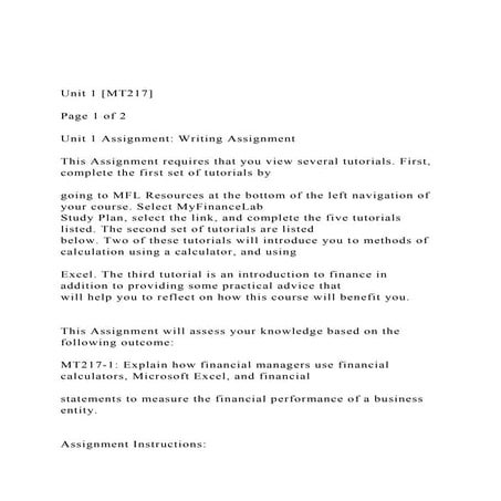 Unit 1 [MT217] Page 1 of 2 Unit 1 Assignment Writing.docx