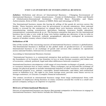 Unit.1 Overview of International Business | DOCX