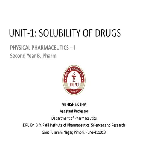 unit 1 notes part 2 physical pharmaceutics | PDF