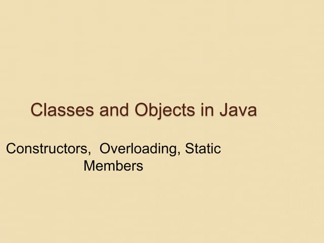 Unit 1 Part 3 Constructor Overloading Static Ppt