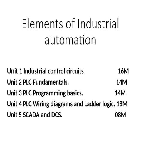 Unit 1 PPT.pptx on Elements of Industrial automation chapter 1 | PPTX ...