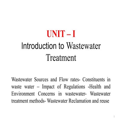 Waste water treatment for chemical engineering notes | PPTX