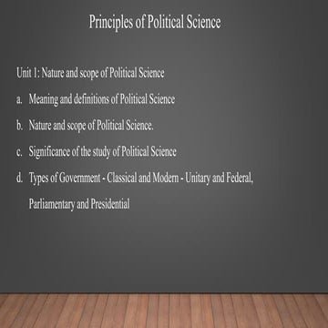 Principles of Political Science (Nature, Scope) | PPTX | Political ...