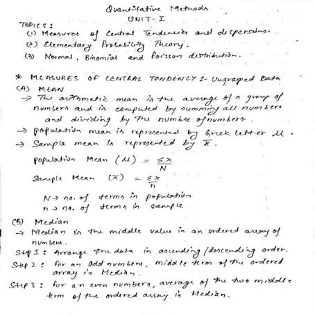 Unit 1 Quantitative Methods | PDF