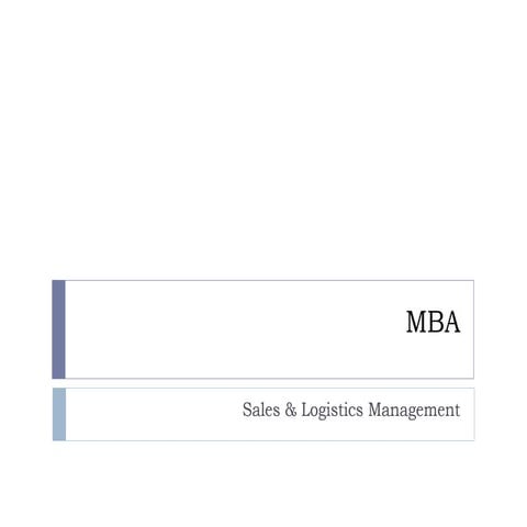 Sales management - MBA | PDF