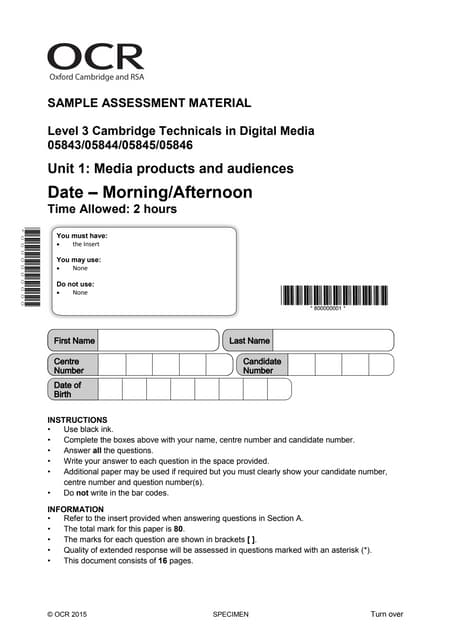 Unit 1 sample assessment prompt material | PDF