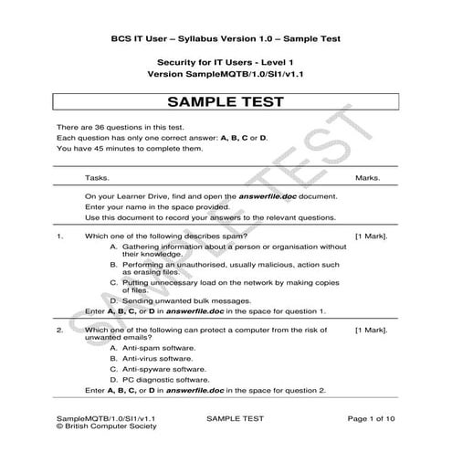 Unit 1 sample test | PDF