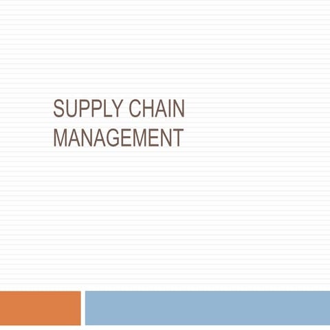 UNIT 1 SCM INTRODUCTION PPT For Management | PPTX