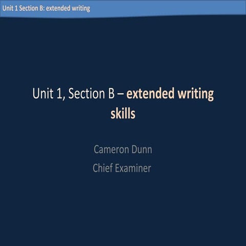 Unit 1, Section B – Extended Writing | PPT