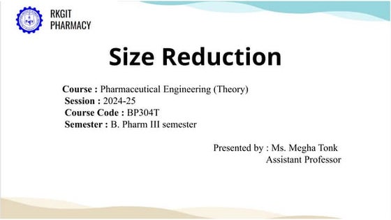 Size reduction | PDF | Chemistry | Science