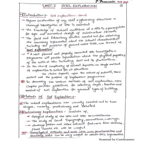 Unit 1 soil exploration Hand written notes | PDF