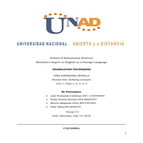 TRANSLATION TECHNIQUES Unit 1 Task 1,2,3,4 | PDF